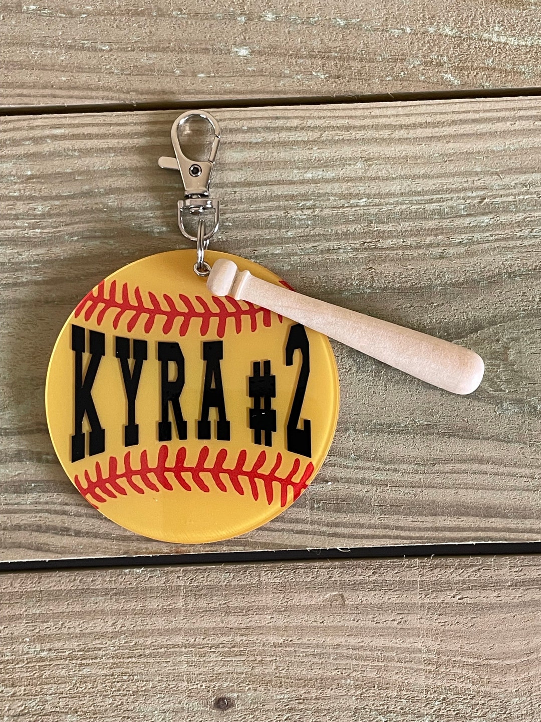 Personalized Acrylic Softball Bag Name Tag, Yellow Softball Bag ID Tag ...
