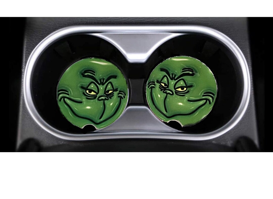 Grinch Ceramic Car Coasters, Puffy Grinch Cup Coaster Set of 2 ...