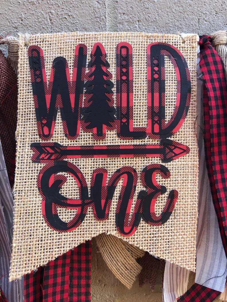 Buffalo Plaid Wild One Highchair Garland Banner Red & Black | Etsy