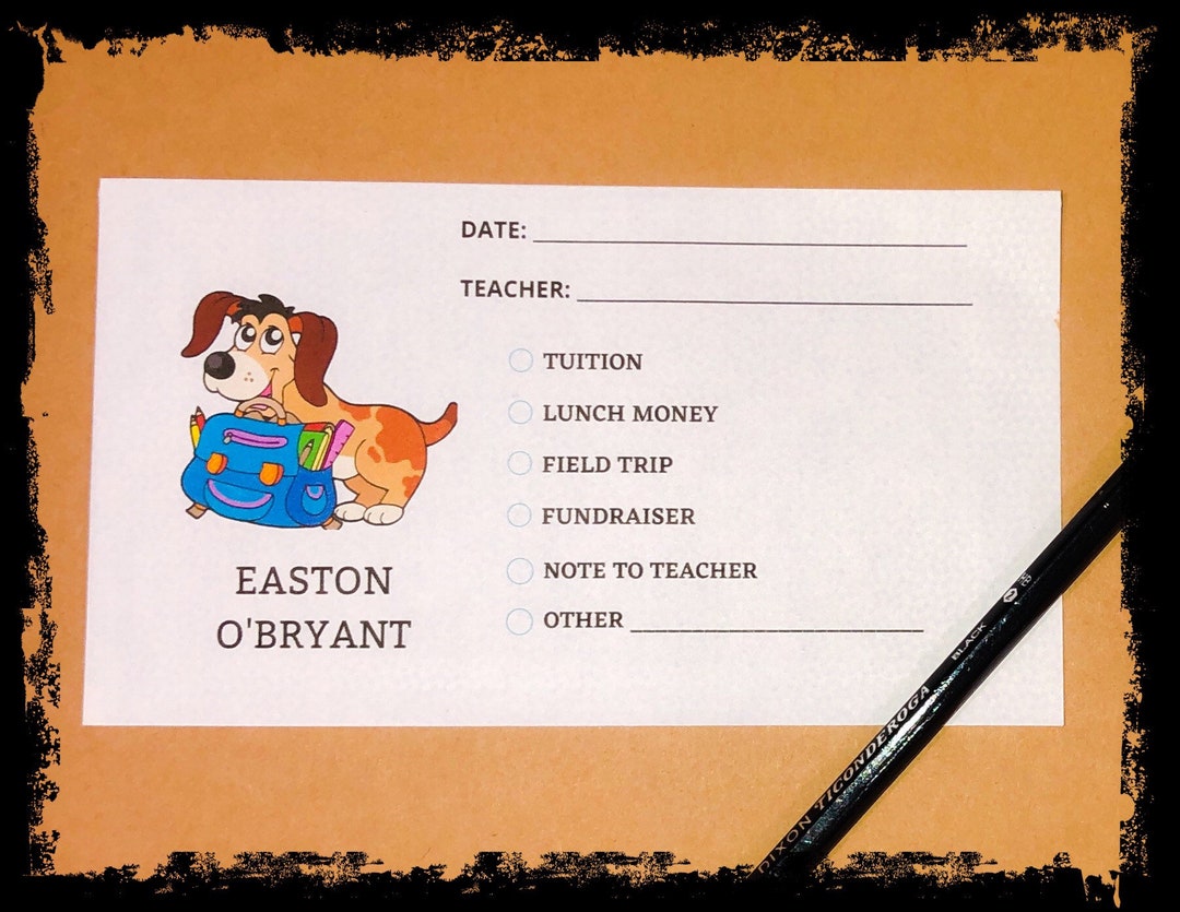 Personalized Teacher Envelopes, Student School Envelopes, Custom Take ...