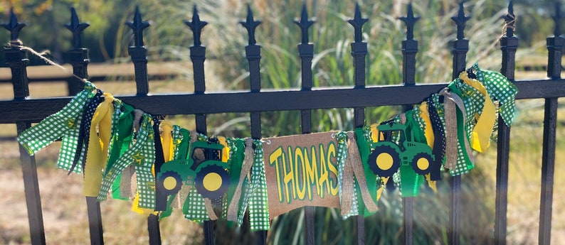 Personalized Farm Tractor Rag Ribbon Garland Banner John Deer - Etsy