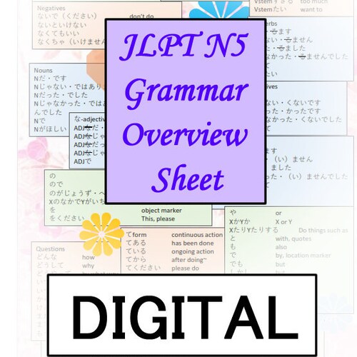 PRINTABLE JLPT N5 Grammar Overview Grammar Cheat Sheet - Etsy Canada