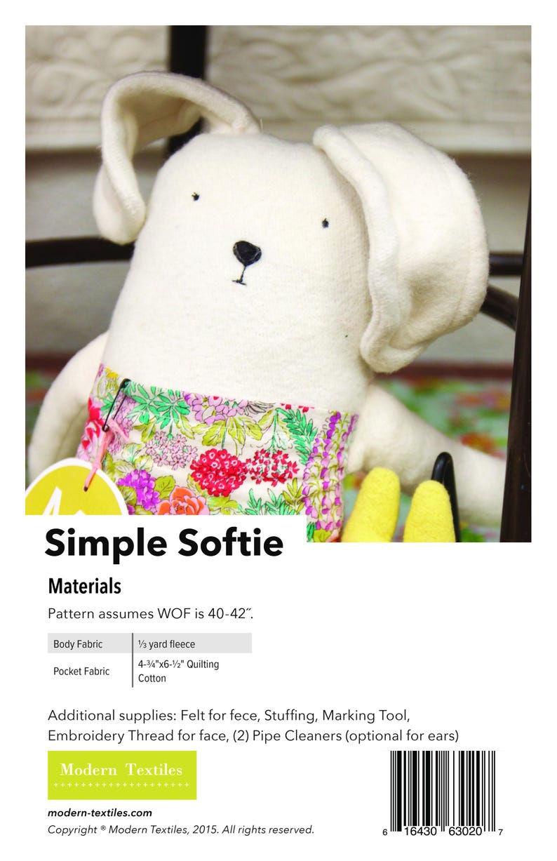 Simple Softie PDF Sewing Pattern/ Beginner Sewing Pattern/stuffie ...