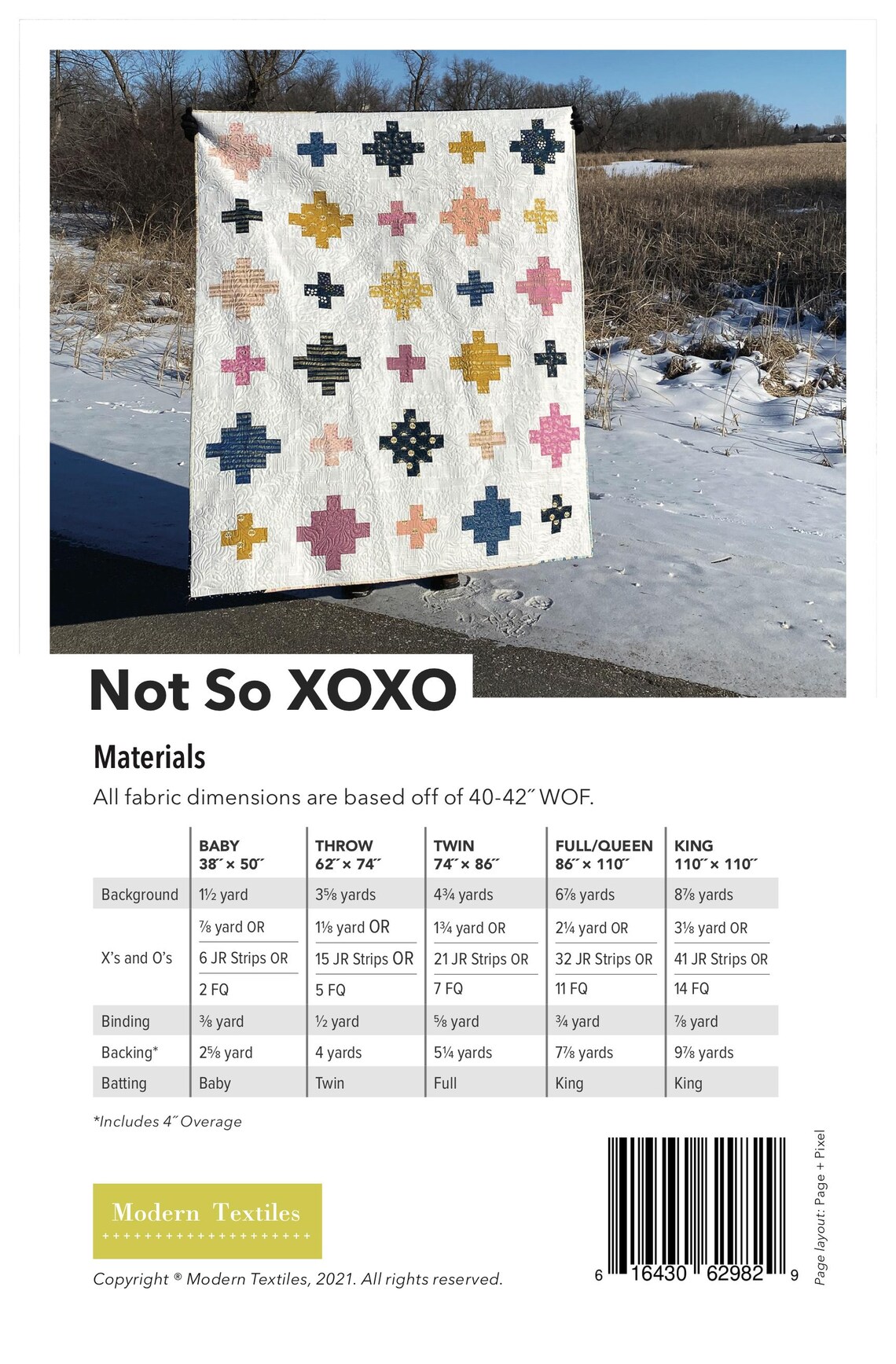 Not so XOXO PDF Quilt Pattern/ Plus Quilt Pattern/ Modern Quilt Pattern ...