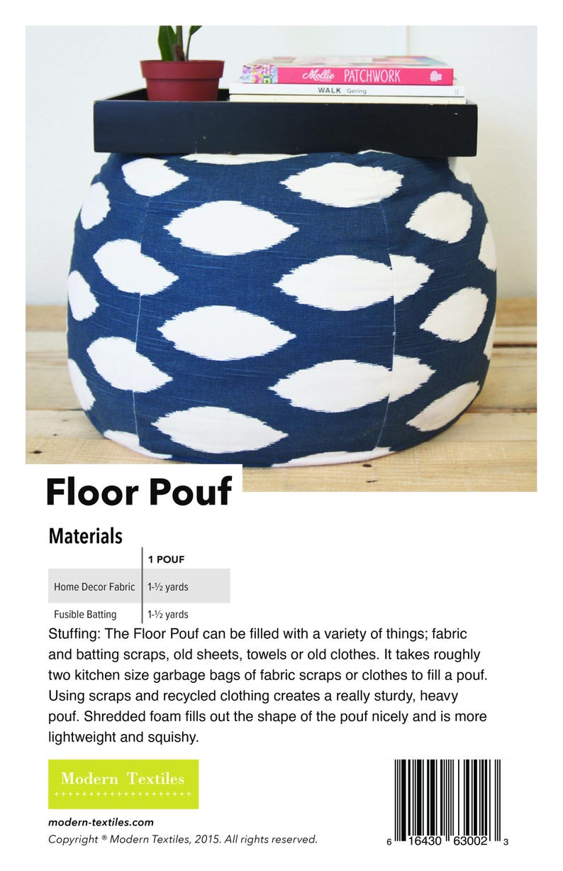 Floor Pouf PDF Sewing Pattern/ Home Decor Pattern/ottoman Sewing ...