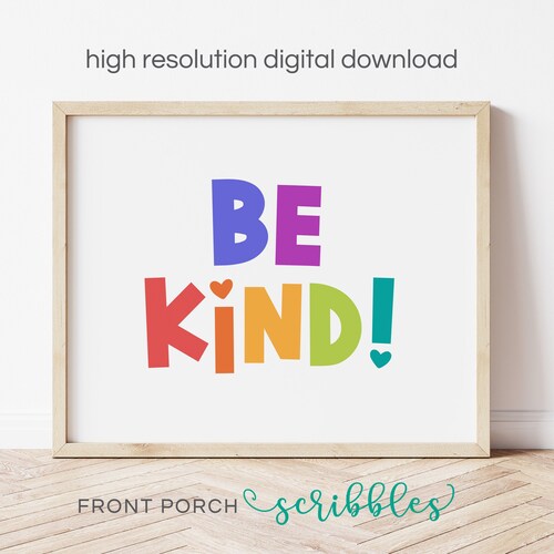Be Kind Print Positive Classroom Art Cute School Decor - Etsy