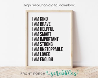 Positive Affirmations for Kids, Homeschooling Classroom Art ...