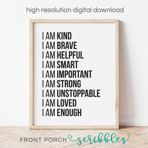 Positive Affirmations for Kids Classroom Art Motivational - Etsy