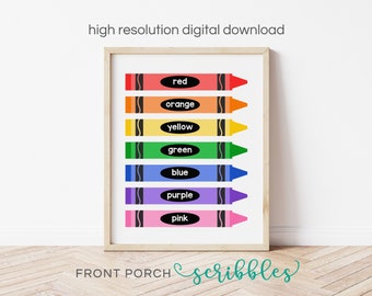 Spanish Colors Crayon Poster Colorful Classroom Decor | Etsy