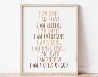 I Am a Child of God Positive Affirmations for Kids Kids | Etsy