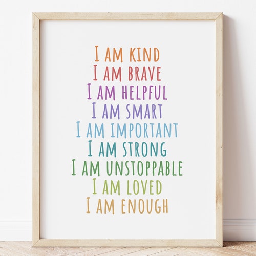 Positive Affirmations for Kids Classroom Art Motivational - Etsy