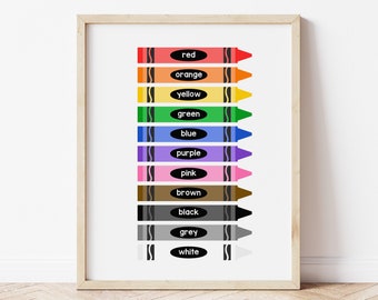Spanish Colors Crayon Poster Colorful Classroom Decor | Etsy