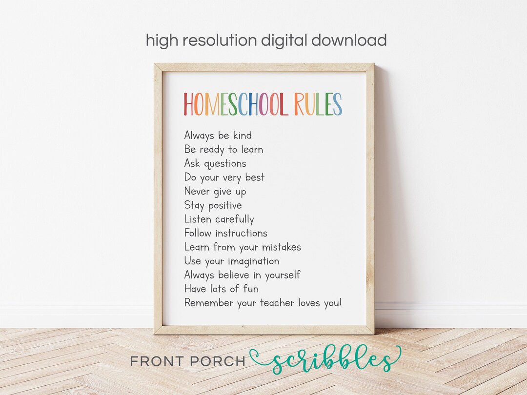 Homeschool Rules, Homeschooling Decor, Positive Learning Decor, Virtual ...
