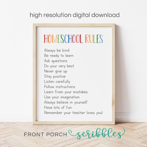 Homeschool Rules Homeschooling Decor Positive Learning - Etsy