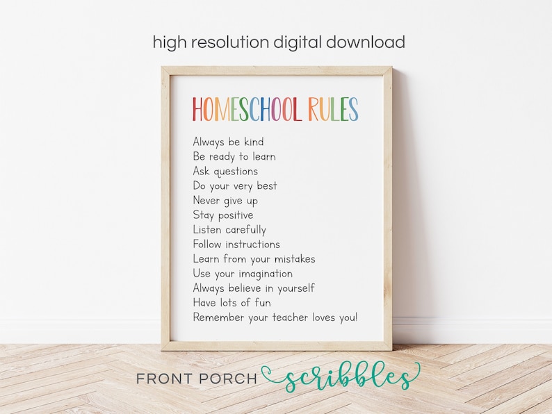 Homeschool Rules Homeschooling Decor Positive Learning - Etsy