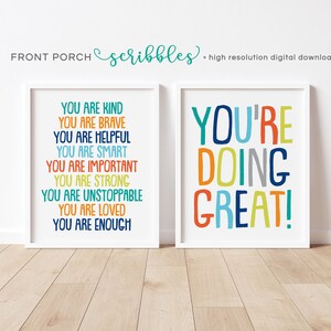 Positive Affirmations Duo, You're Doing Great, Motivational Poster ...