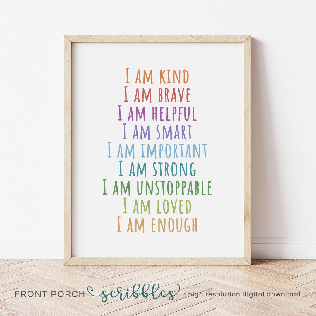 Positive Affirmations for Kids, Classroom Art, Motivational Poster ...