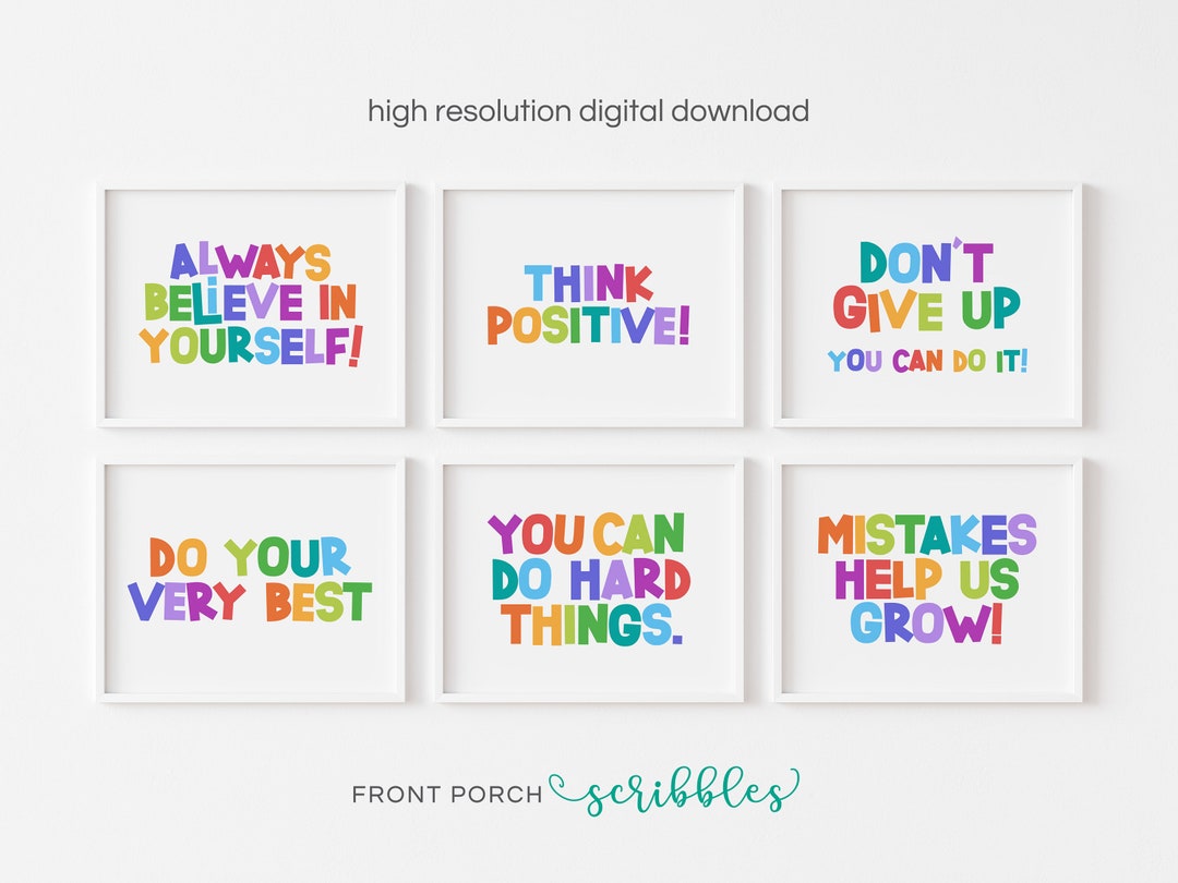 Growth Mindset Poster Pack, Positive Classroom Art, Inspirational Art ...