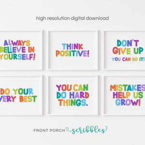 Growth Mindset Poster Pack, Positive Classroom Art, Inspirational Art ...