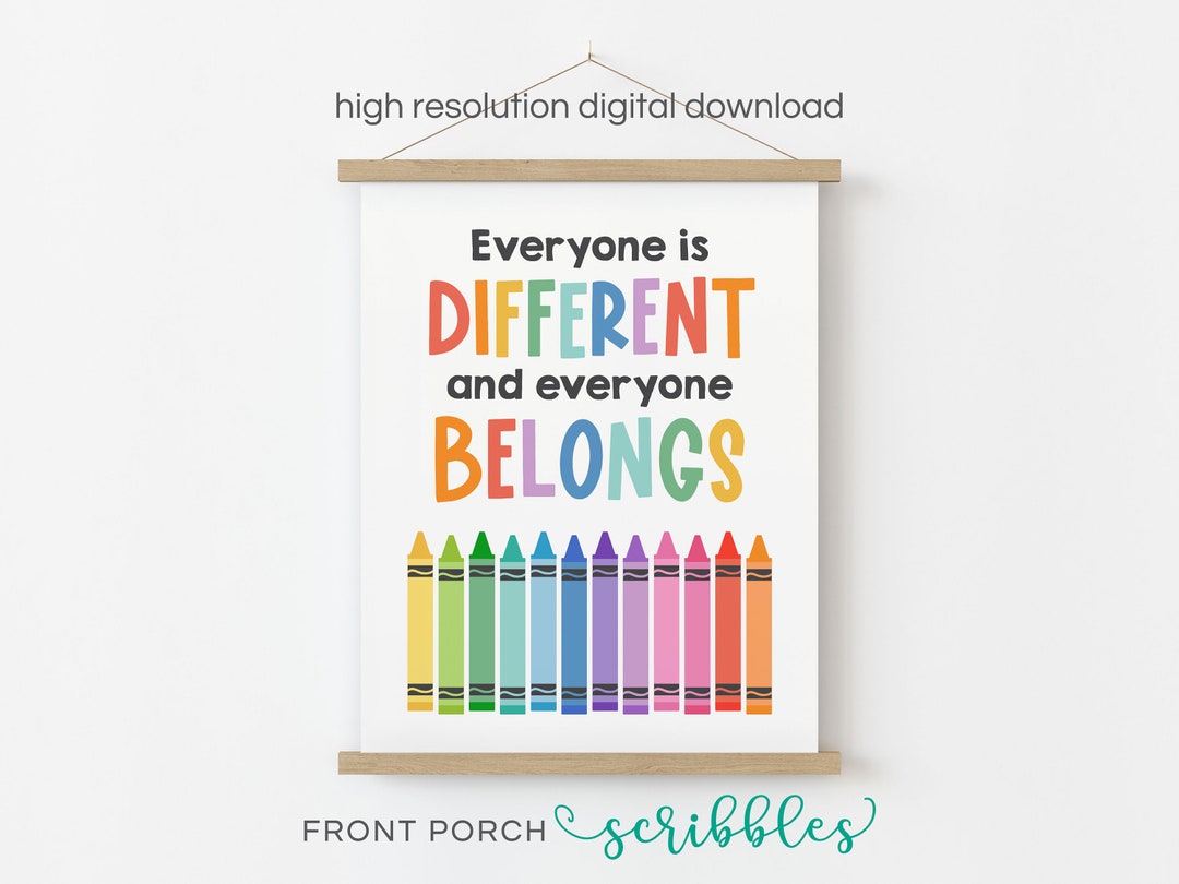 Everyone is Different Everyone Belongs - Inclusive Classroom Art ...