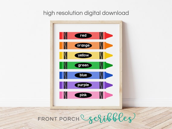 Colors Crayon Poster Colorful Classroom Decor Cute School - Etsy