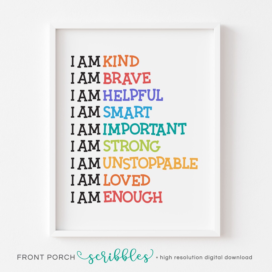 Positive Affirmations for Kids, Classroom Art, Motivational Poster ...