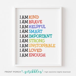 Positive Affirmations for Kids, Classroom Art, Motivational Poster ...