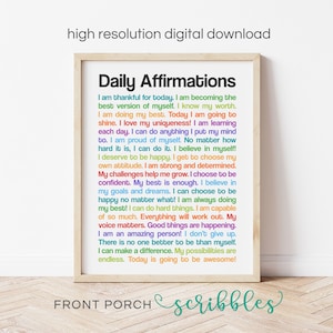 Daily Affirmations, Positive Affirmations for Kids, Growth Mindset ...