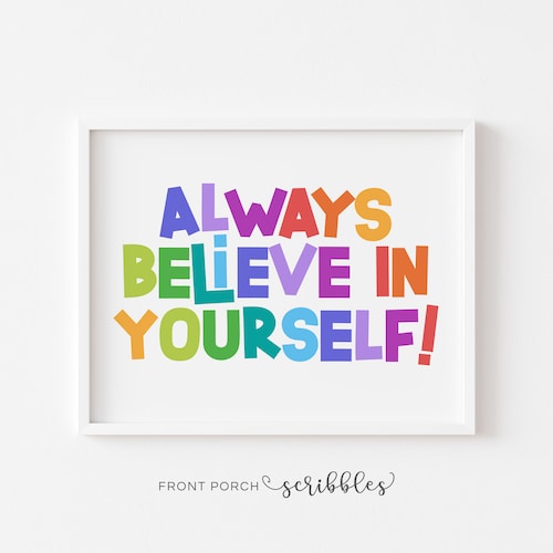 Always Believe in Yourself Positive Classroom Art Growth - Etsy