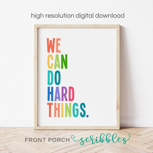 We Can Do Hard Things Rainbow Poster Print Rainbow Print - Etsy