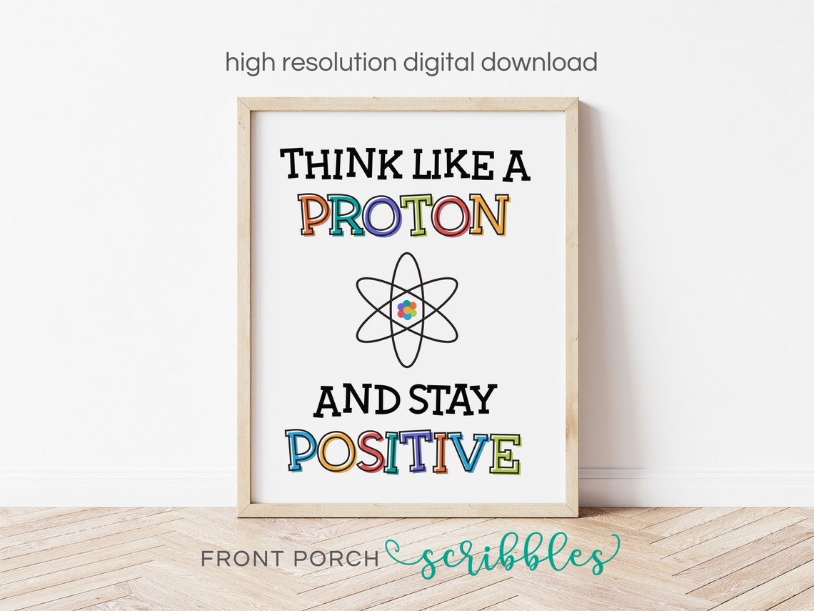 Think Like a Proton Stay Positive Classroom Decoration - Etsy
