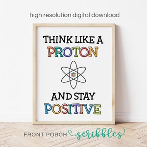 Think Like a Proton Stay Positive, Classroom Decoration, School Decor ...