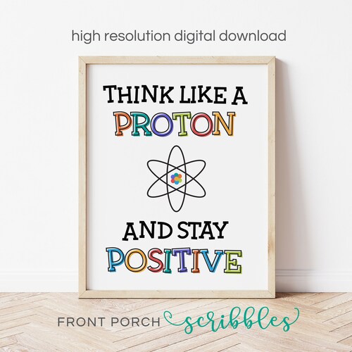 Think Like a Proton Stay Positive Classroom Decoration - Etsy