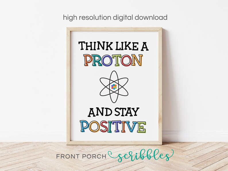 Think Like a Proton Stay Positive Classroom Decoration - Etsy