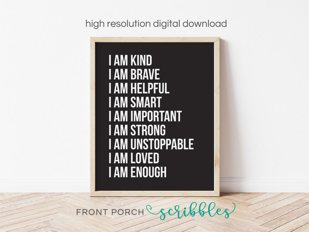 Positive Affirmations for Kids, Classroom Art, Motivational Poster ...