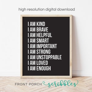 Positive Affirmations for Kids, Classroom Art, Motivational Poster ...