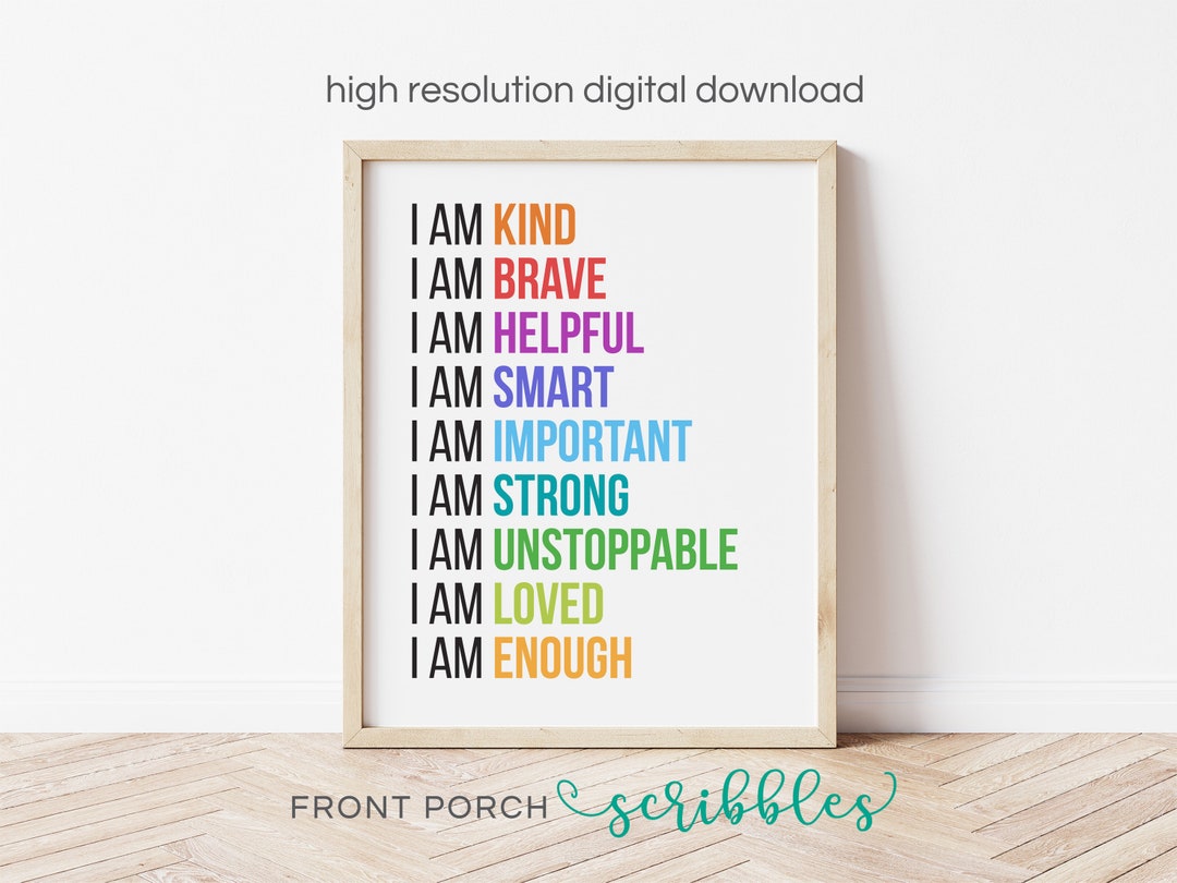 Positive Affirmations for Kids, Classroom Art, Motivational Poster ...