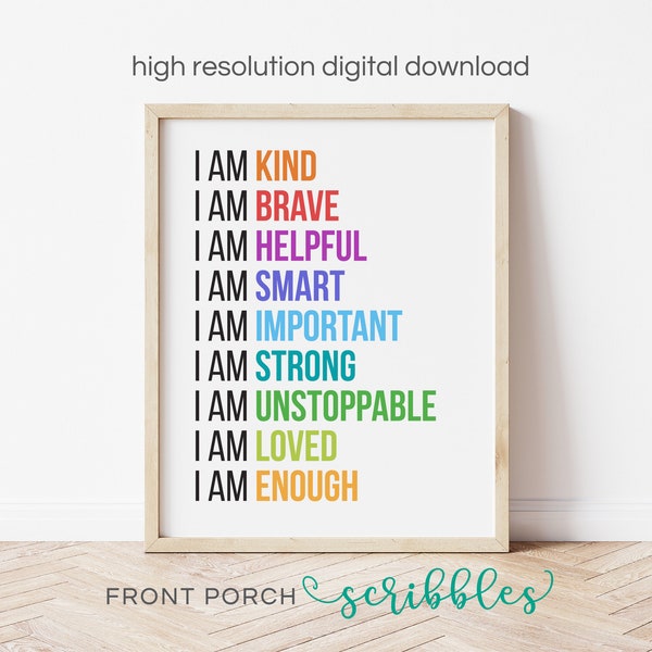 Positive Affirmations Wall Art Kids - Etsy