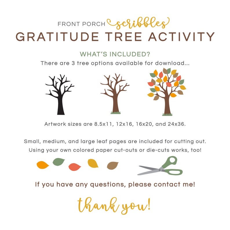 Árbol de gratitud imprimible Árbol de agradecimiento - Etsy México