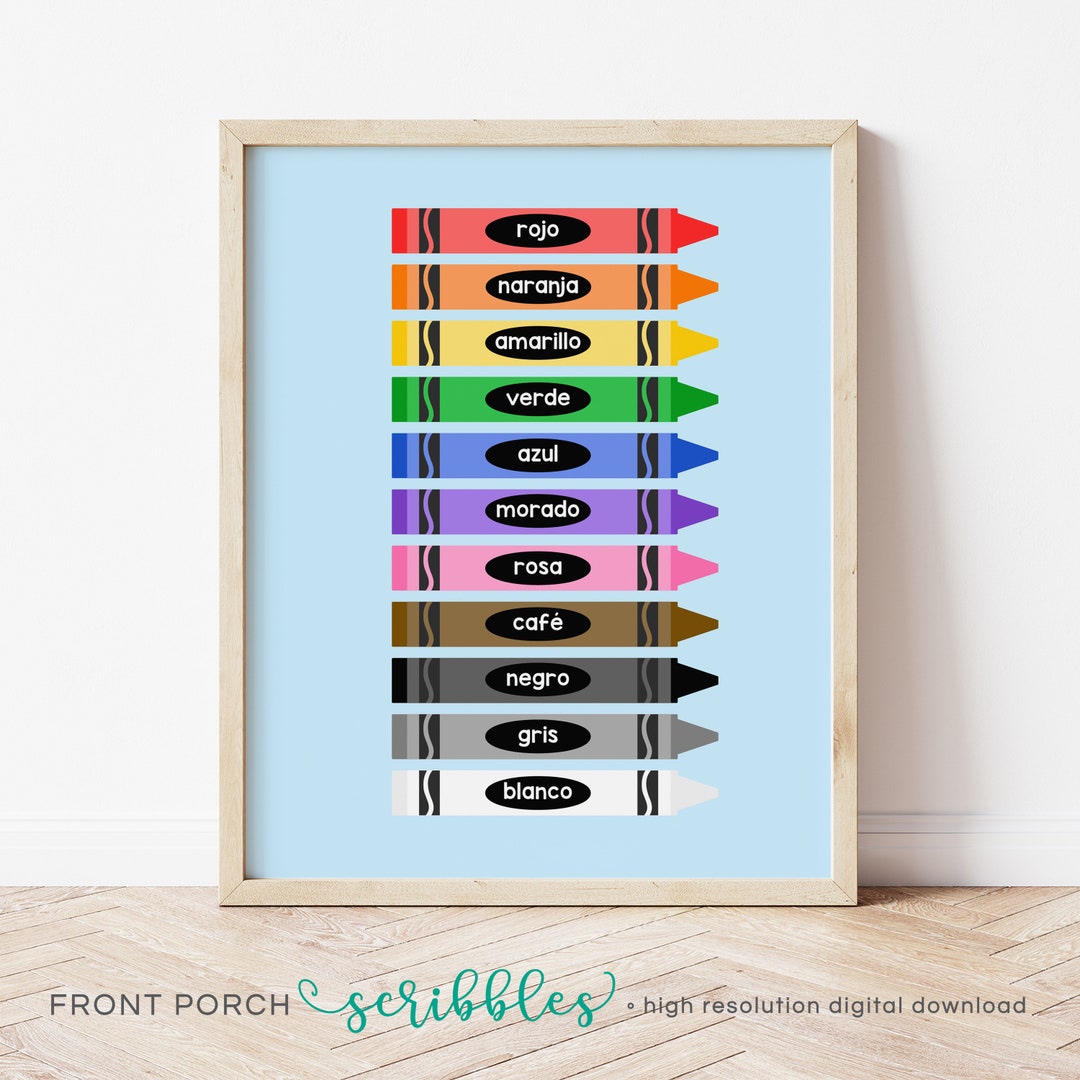 Spanish Colors Crayon Poster, Colorful Classroom Decor, Spanish Poster ...