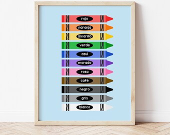 Colors Crayon Poster Colorful Classroom Decor Cute School | Etsy