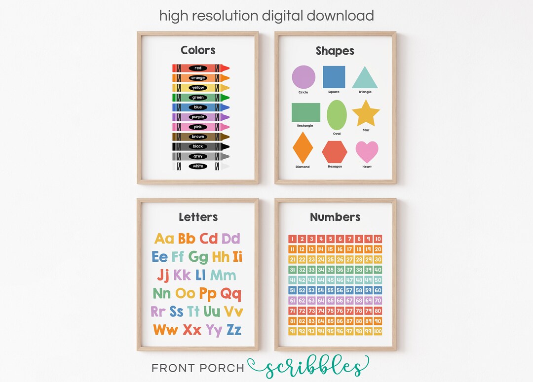 Elementary Learning Pack - Classroom Art Poster Printable - Colors ...
