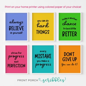 Growth Mindset Poster Pack, Black & White Digital Download, Positive ...