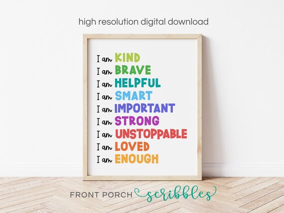Positive Affirmations Growth Mindset Motivational Poster - Etsy