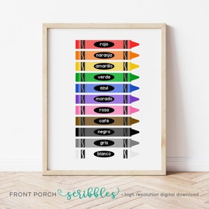 Spanish Colors Crayon Poster, Colorful Classroom Decor, Spanish Poster ...