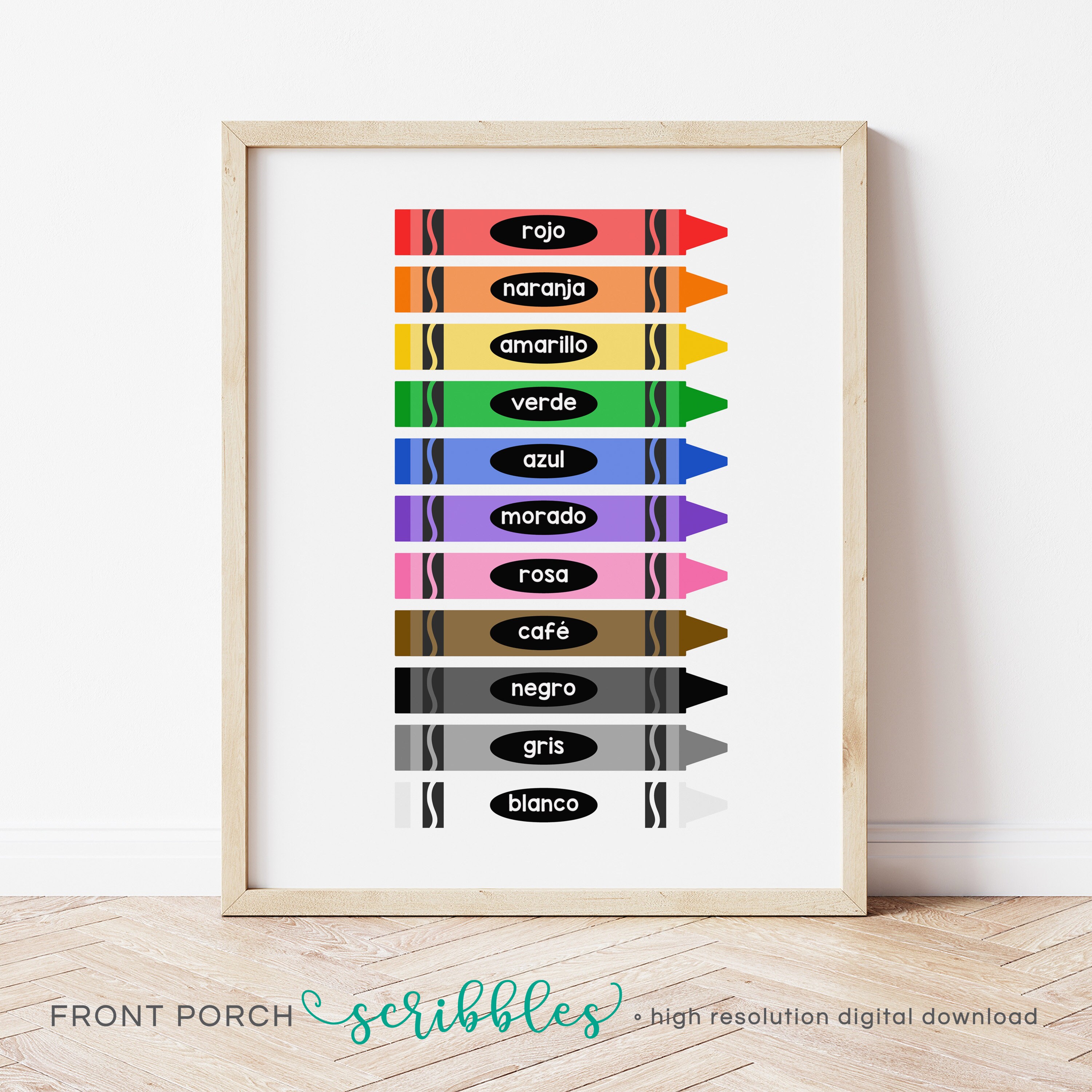 Spanish Colors Crayon Poster Colorful Classroom Decor | Etsy