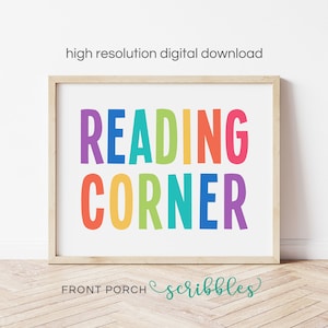 Reading Corner Printable, Classroom Art, Library Art, Homeschooling ...
