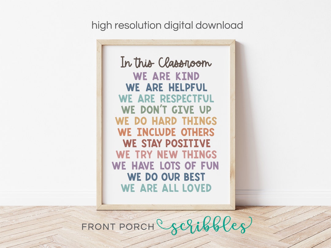 In This Classroom Poster, Classroom Rules, We Are Kind, Teacher Print ...