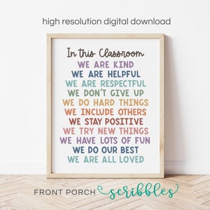 In This Classroom Poster, Classroom Rules, We Are Kind, Teacher Print ...