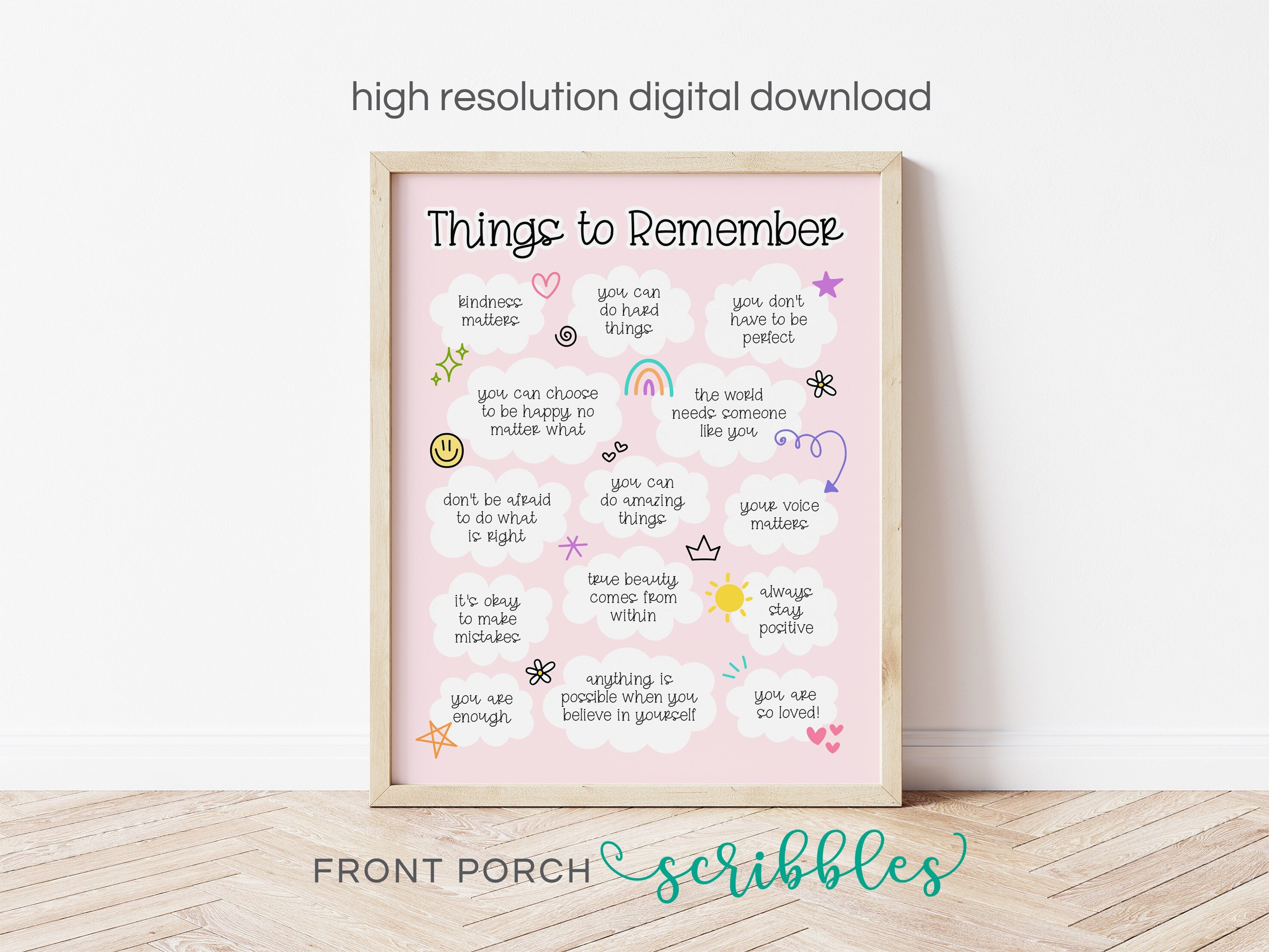 Things to Remember Printable, Positive Affirmations for Girls Teens ...